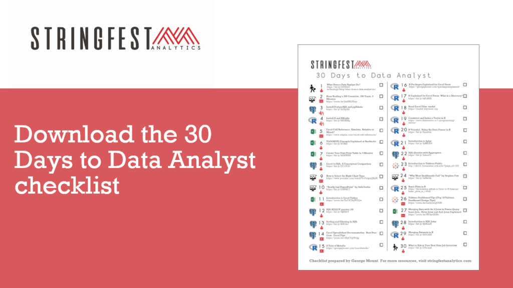 Free checklist: 30 Days to Data Analyst