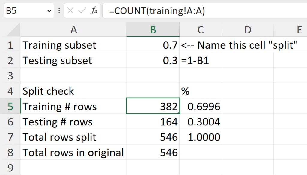 How To Create Training And Testing Data Samples In Excel Stringfest Analytics