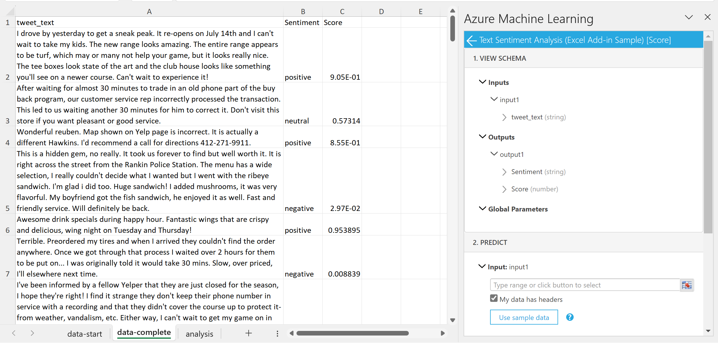 How To Conduct Sentiment Analysis In Excel With Azure Machine Learning Stringfest Analytics