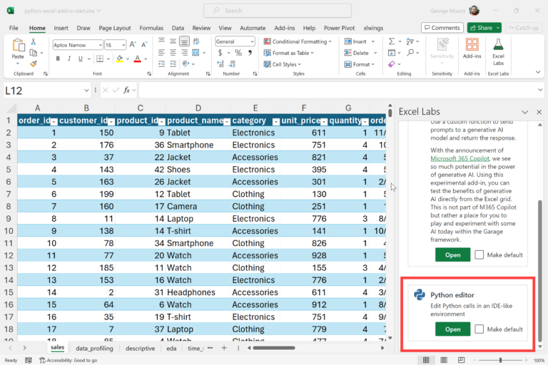How To Get The Most Of Python In Excel With The Python Editor From Excel Labs Python Bloggers